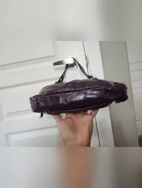 Innue | Bags | Womens Shiny Eggplant Color Leather Shoulder Bag Final ...